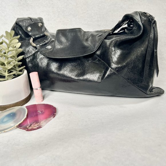 HOBO | Bags | Hobo Brand Black Patent Leather Envelope Style Shoulder ...
